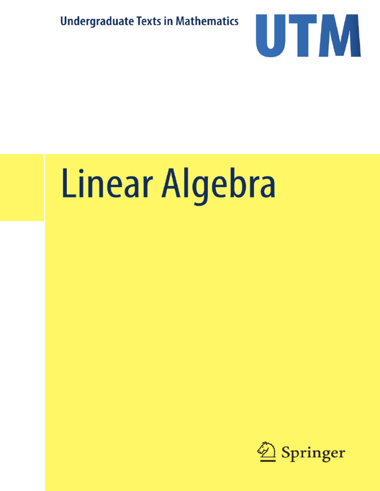 Linear Algebra Undergraduate Textbook by Peter Petersen