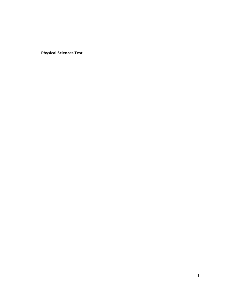 Physical Sciences Test: Forces & Motion Questions
