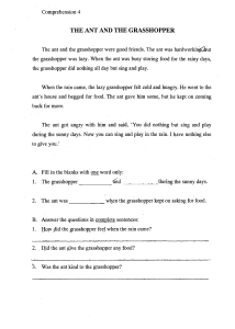 The Ant and the Grasshopper Worksheet