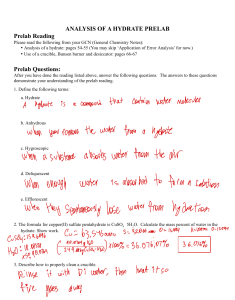 Formula of a Hydrate Lab Write-up Grading Rubric