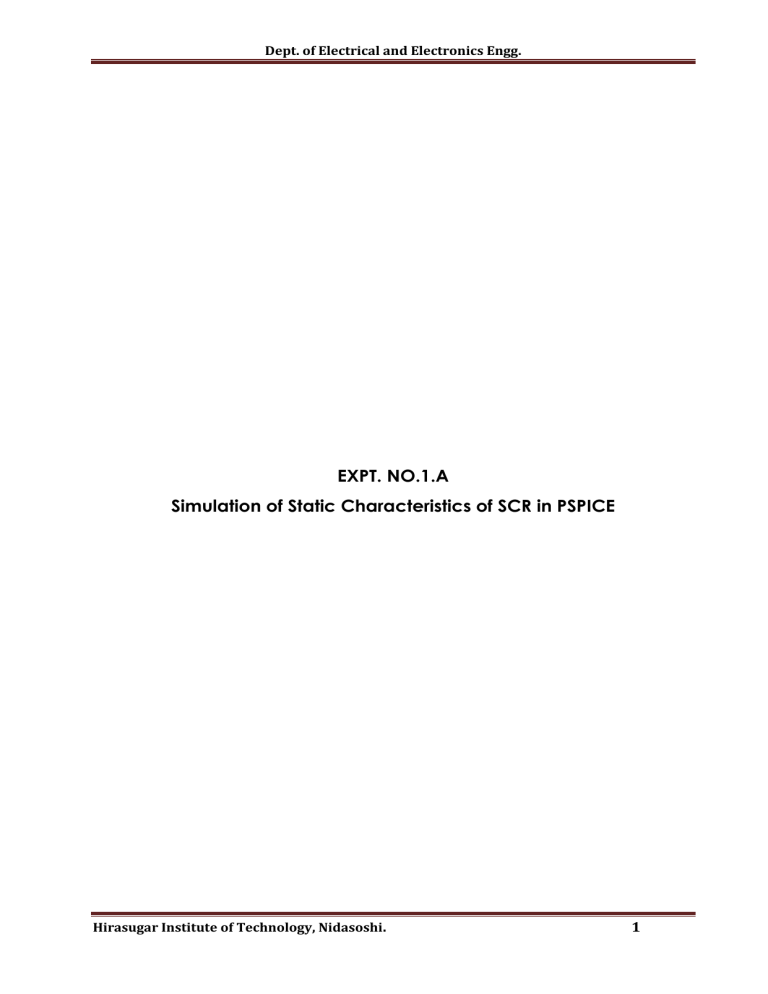 Simulation of SCR Static Characteristics in PSPICE Lab Experiment