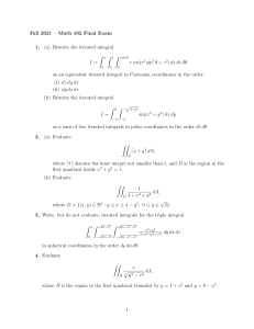 Triple Integrals in Cylindrical Coordinates Problem Set