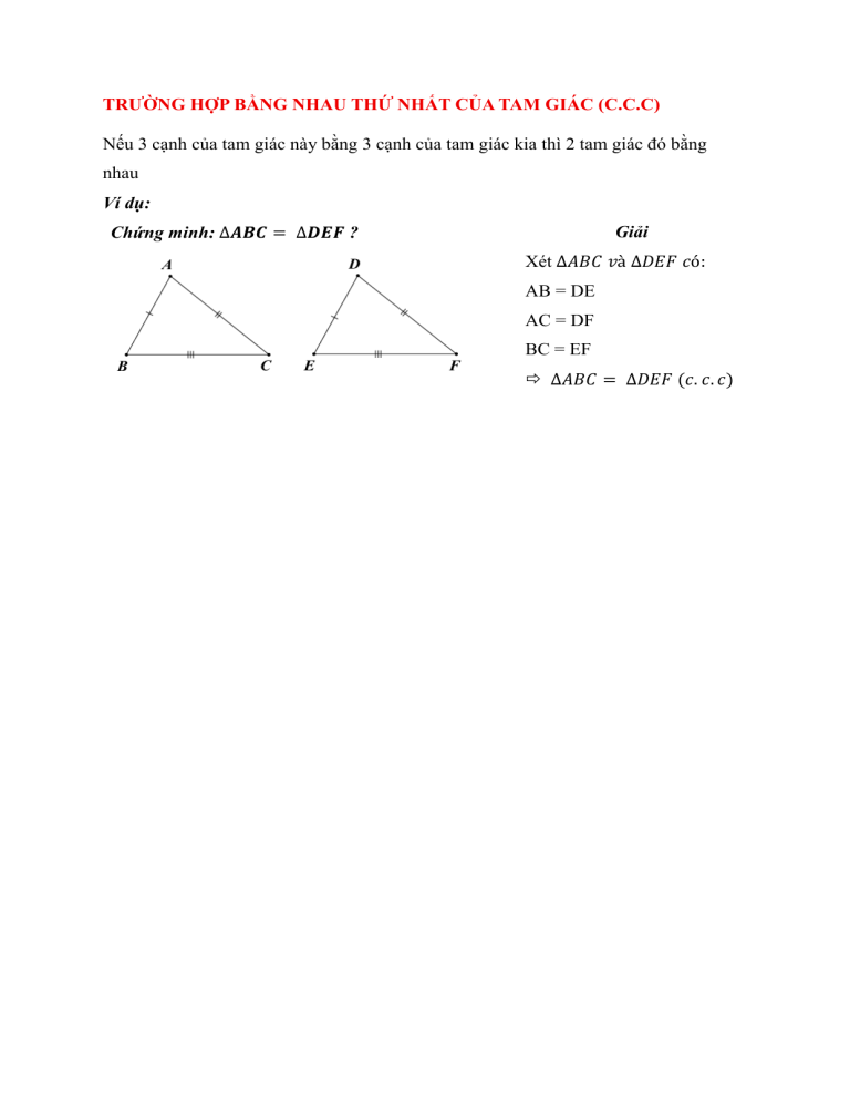 First Congruence Case of Triangles (SSS) - Geometry Lesson