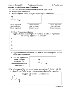 Chem 3A Acid-Base Chemistry Worksheet
