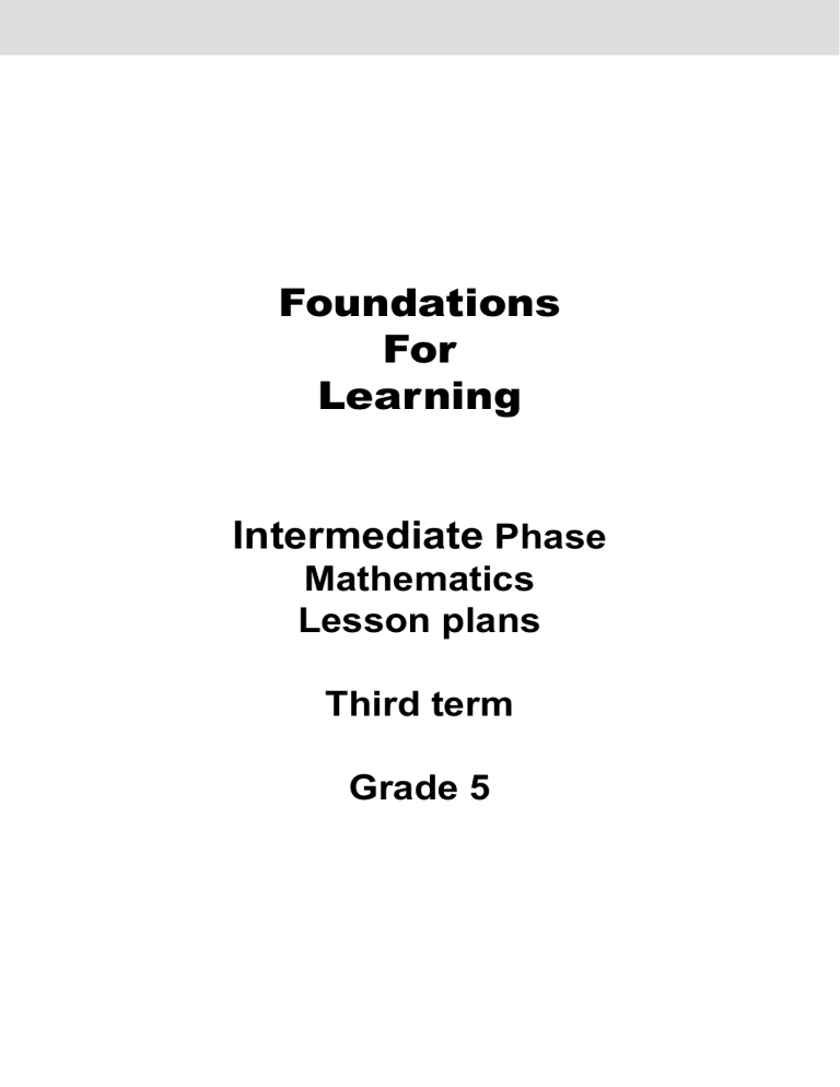 Grade 5 Mathematics Third Term Lesson Plan