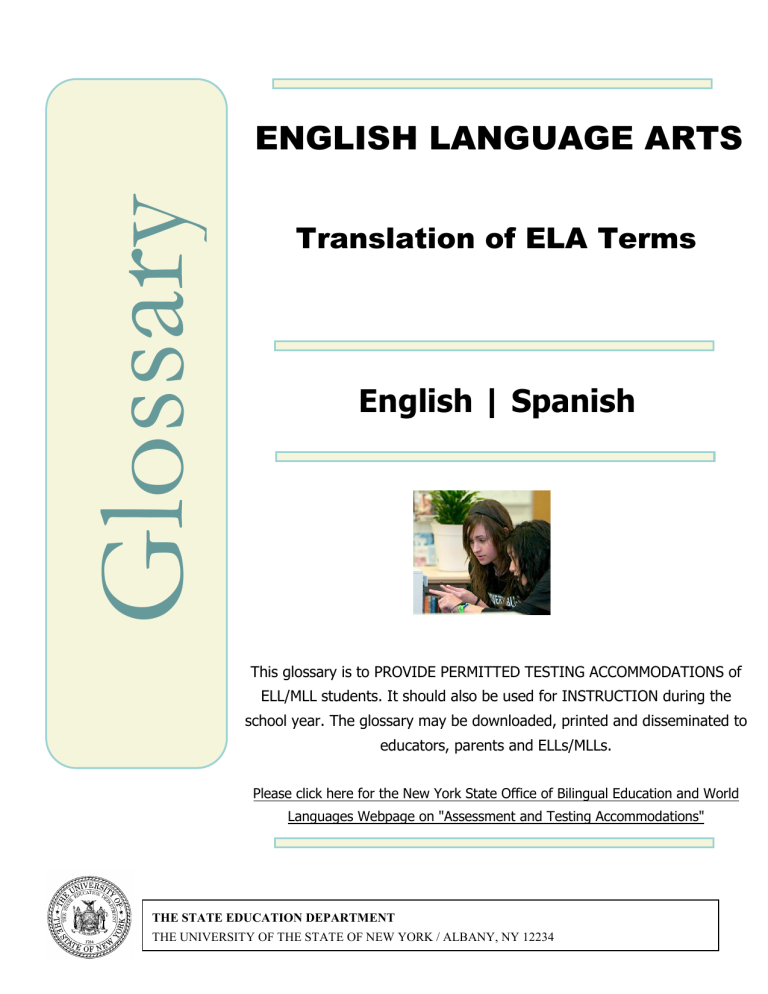 English Language Arts Glossary: English-Spanish Translations
