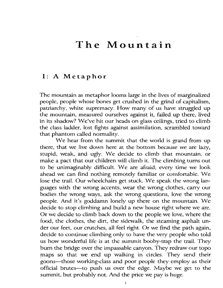 The Mountain: Metaphor for Marginalization and Disability