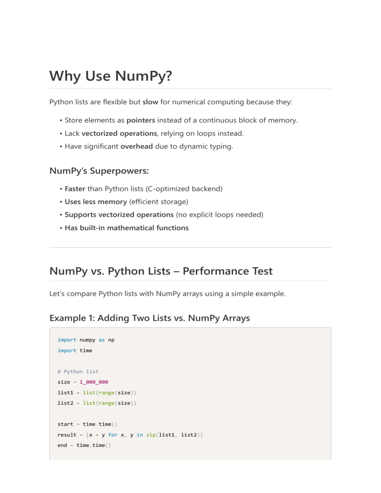 Why Use NumPy? Python Lists vs NumPy Performance