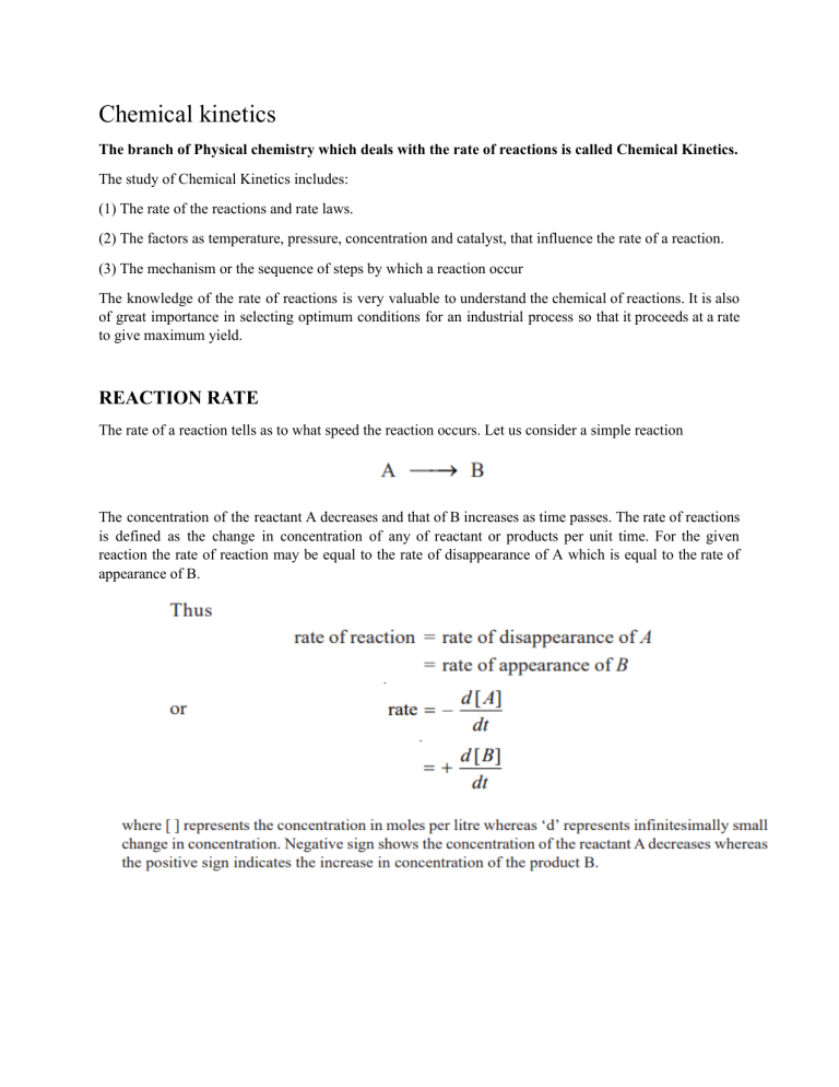 Chemical Kinetics: Reaction Rates and Laws