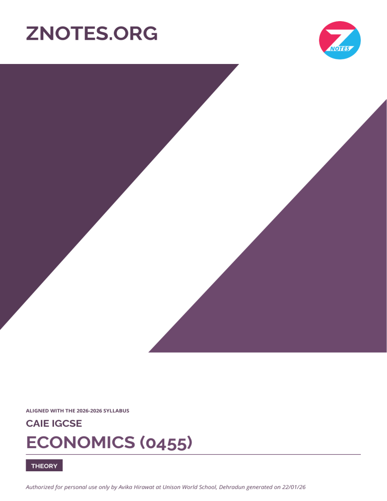 IGCSE Economics (0455) Theory Notes - ZNotes
