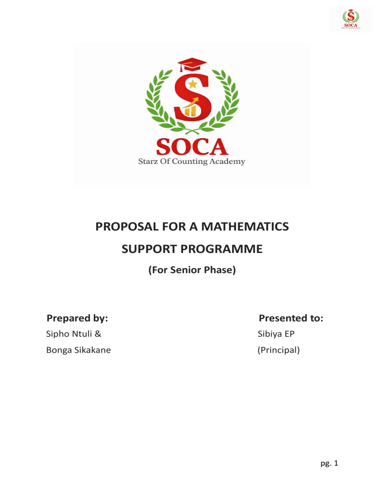 Mathematics Support Programme Proposal for Senior Phase