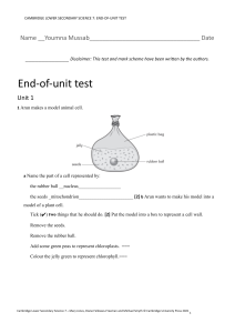 Cambridge Science 7 End-of-Unit Test: Cell Biology