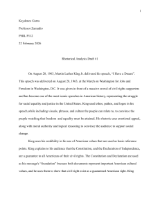 MLK Dream Speech Comprehension Worksheet