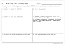 TED Talk Viewing Worksheet for Students