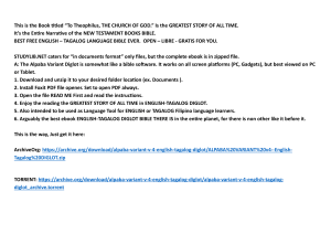 English-Tagalog Diglot Bible: To Theophilus, The Church of God