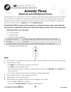 Balanced and Unbalanced Forces Experiment