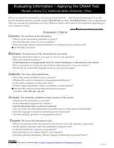 CRAAP Test: Evaluating Information Sources