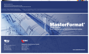 CSI MasterFormat 1995 Edition: Construction Specifications & Divisions