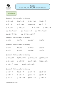 Surds Worksheet: Simplify, Expand, Rationalize