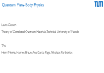 Quantum Many-Body Physics Course Material