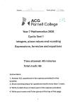 Year 7 Math Test 1: Integers & Equations