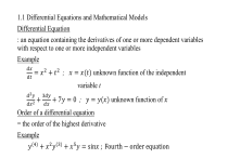 Differential Equations and Mathematical Models: Definitions & Examples