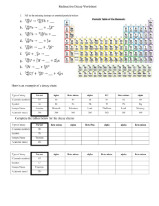Radioactive Decay Chain Worksheet