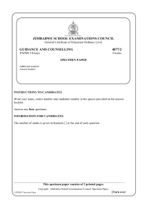 ZIMSEC O Level Pure Mathematics Specimen Paper 4027/1