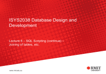 ISYS2038 Lecture 6: SQL Scripting - Joining Tables & Views