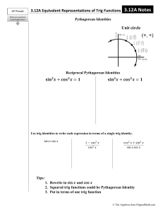 AP Precalculus Trig Identities Practice Worksheet