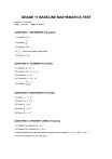 Grade 11 Baseline Math Test