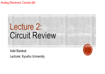 Analog Electronic Circuits I&II: Lecture 2 Review