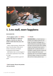 Minimalism & Happiness: Graham Hill TED Talk Worksheet