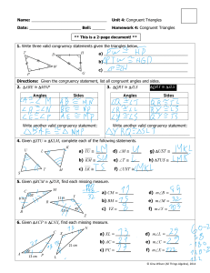 Geometry Exam: Congruent Triangles & Proofs
