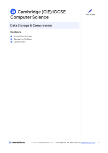 IGCSE Computer Science: Data Storage & Compression Revision Notes