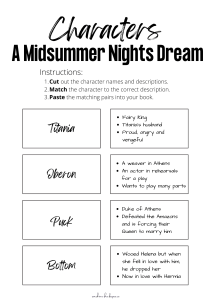 A Midsummer Night's Dream Act 1 & 2 Reading Comprehension