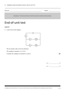 Cambridge Lower Secondary Science 9 Unit 9 Test