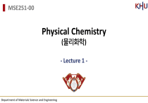 Physical Chemistry Lecture 1: Properties of Gases