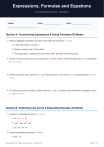 Expressions, Formulae and Equations Practice Worksheet