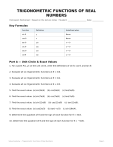Trigonometric Functions of Real Numbers Worksheet